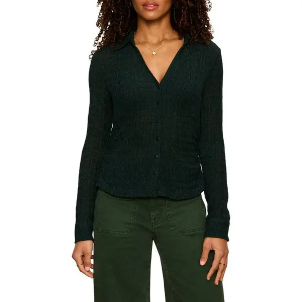 Sanctuary Juno Textured Button-up Top - Forest