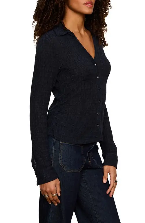 Sanctuary Juno Textured Button-up Top - Navy Blaze