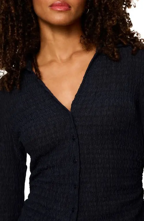 Sanctuary Juno Textured Button-up Top - Navy Blaze