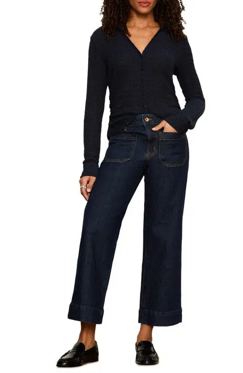 Sanctuary Juno Textured Button-up Top - Navy Blaze