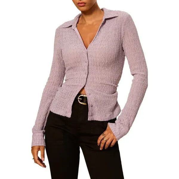 Sanctuary Juno Textured Button-up Top - Purple Haze