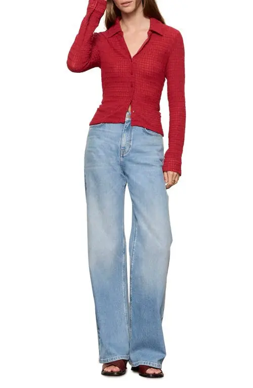Sanctuary Juno Textured Button-up Top - Red Berry