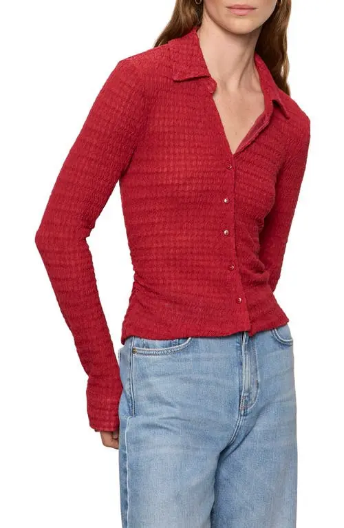 Sanctuary Juno Textured Button-up Top - Red Berry