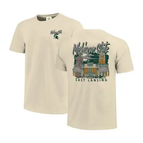 IMAGE ONE Michigan State Spartans Comfort Colors Hand-drawn Campus Stack T-shirt
