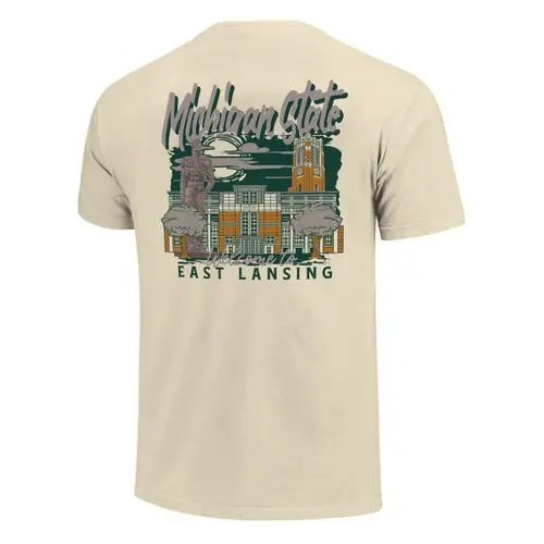 IMAGE ONE Michigan State Spartans Comfort Colors Hand-drawn Campus Stack T-shirt