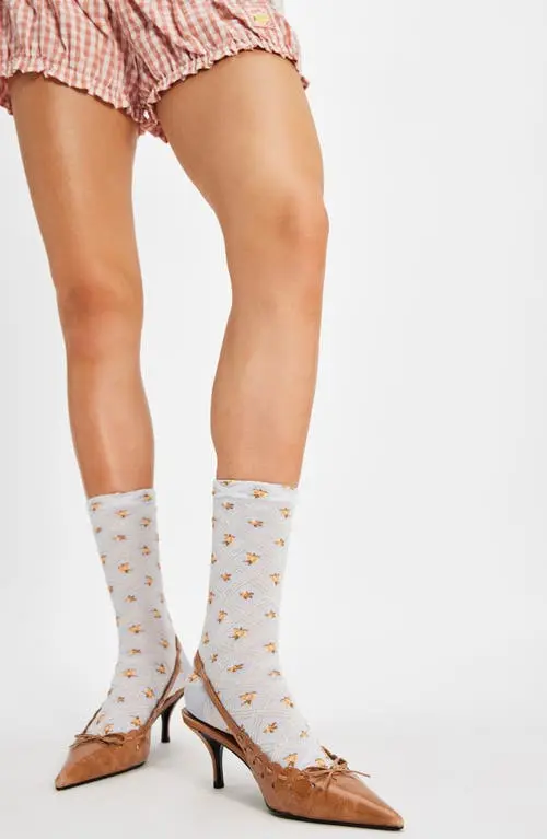 Free People Floral Jacquard Socks - Blue