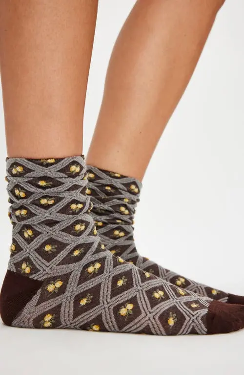 Free People Floral Jacquard Socks - Brown