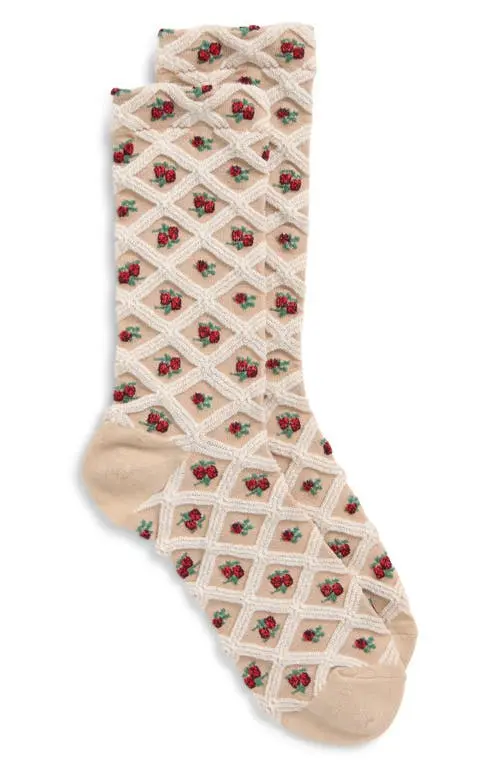 Free People Floral Jacquard Socks - Ivory