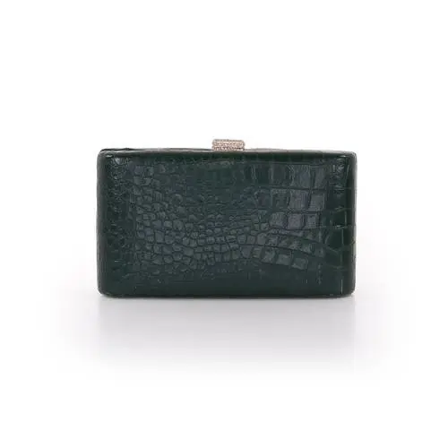 Badgley Mischka Lula Croc Embossed Leather Minaudiere