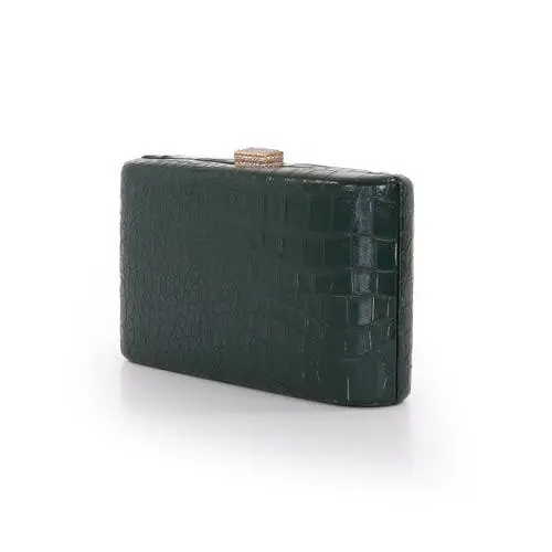 Badgley Mischka Lula Croc Embossed Leather Minaudiere