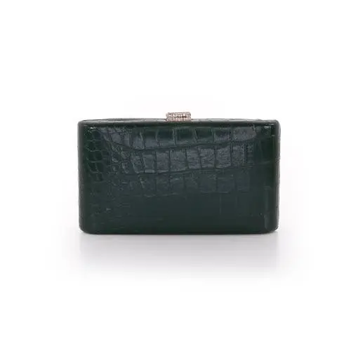 Badgley Mischka Lula Croc Embossed Leather Minaudiere