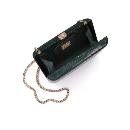 Badgley Mischka Lula Croc Embossed Leather Minaudiere