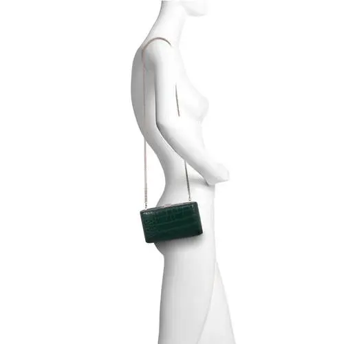 Badgley Mischka Lula Croc Embossed Leather Minaudiere