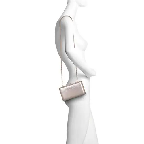 Badgley Mischka Lula Croc Embossed Leather Minaudière - Gold