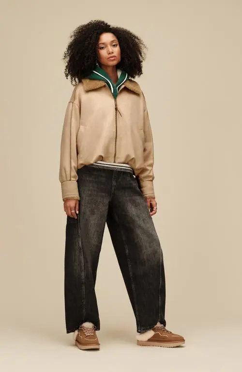 UGG Lowmel Genuine Shearling Lined Lace-up Mule - Chestnut