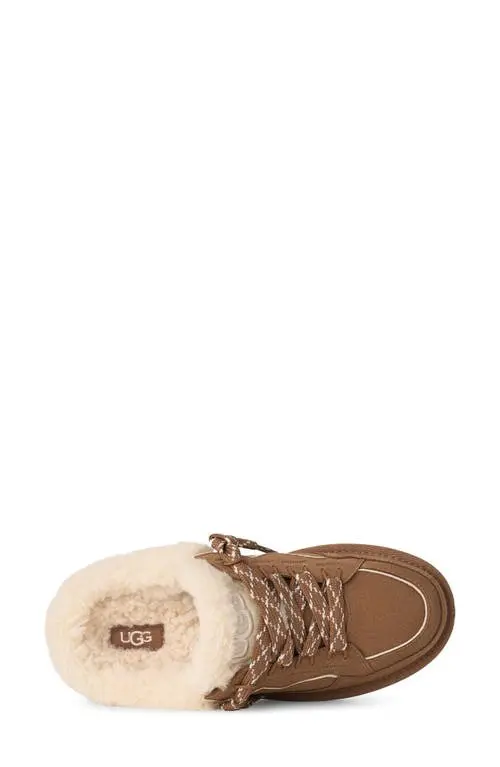 UGG Lowmel Genuine Shearling Lined Lace-up Mule - Chestnut