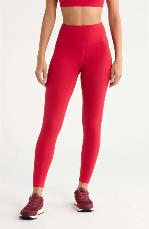 Zella Studio Luxe 7/8 High Waist Pocket Leggings - Red Jester