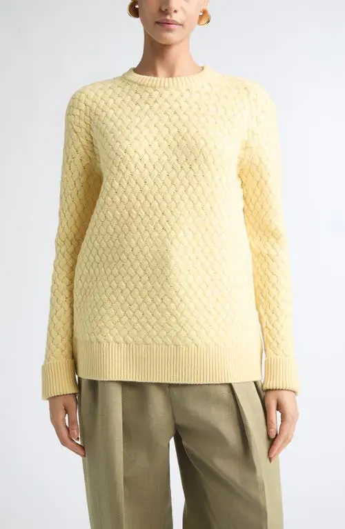 Bottega Veneta Wool Intrecciato Crewneck Sweater - 2998 Buff