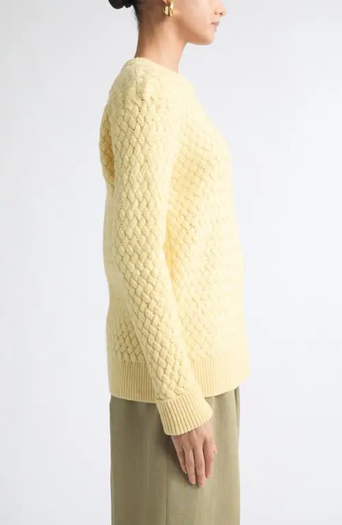Bottega Veneta Wool Intrecciato Crewneck Sweater - 2998 Buff