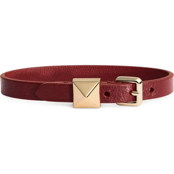 Valentino Garavani Leather Rockstud Bracelet - Red