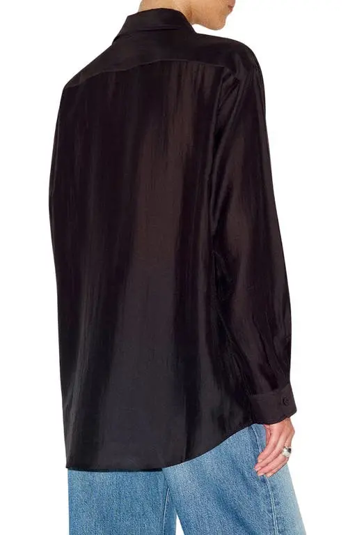 REFORMATION Eli Oversized Shirt - Sheer Black