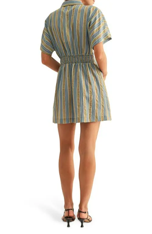 Adelyn Rae Dominique Stripe Pleat Mini Shirtdress