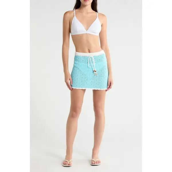 KULANI KINIS Drawstring Knit Miniskirt - Pretty Blue