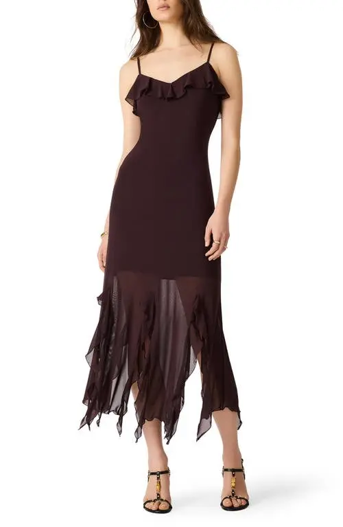 Steve Madden Mariane Ruffle Sleeveless Maxi Dress - Chocolate