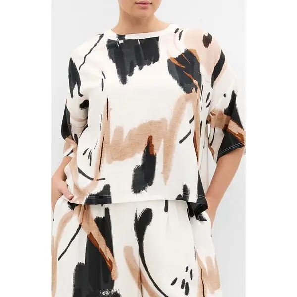 City Chic Abstract Print Woven Shirt