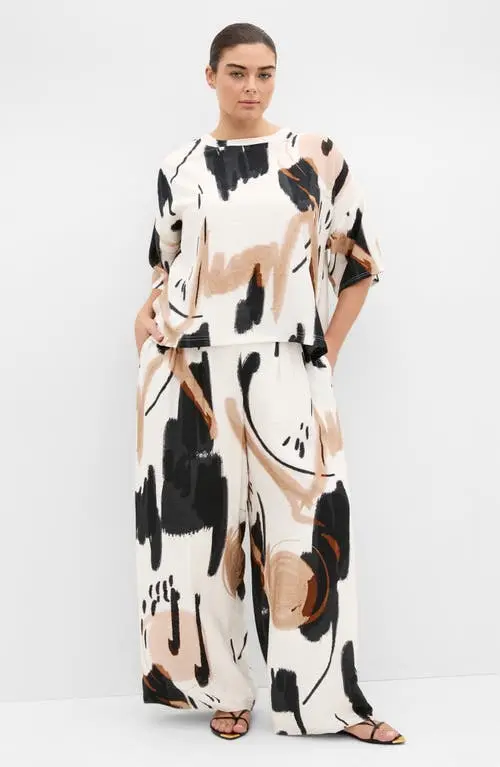 City Chic Abstract Print Woven Shirt