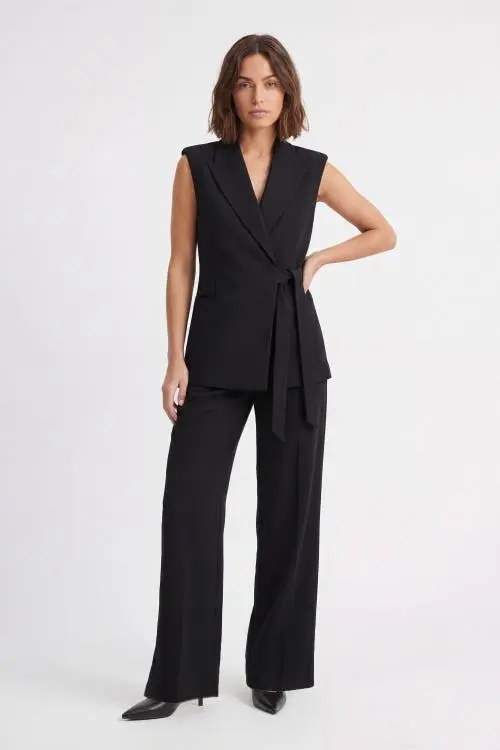 Karen Millen High Waist Wide Leg Trousers - Black