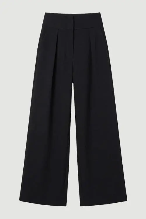 Karen Millen High Waist Wide Leg Trousers - Black
