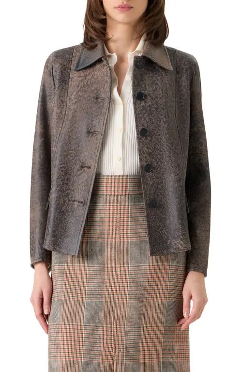 Akris Relaxed Fit Waxed Leather Jacket