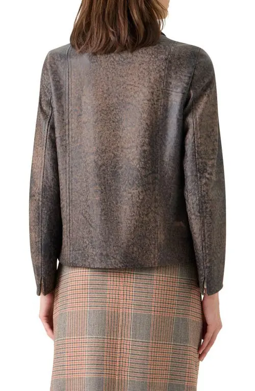 Akris Relaxed Fit Waxed Leather Jacket