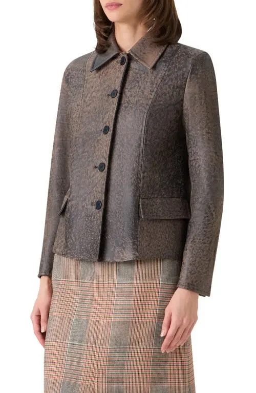 Akris Relaxed Fit Waxed Leather Jacket