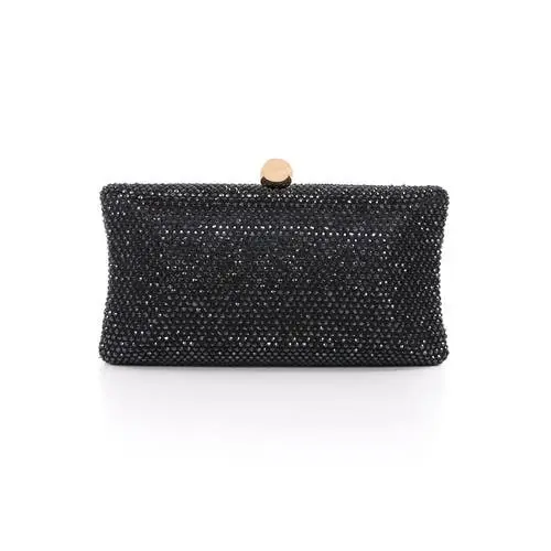 Badgley Mischka Nia Fully Crystal Beveled Minaudiere - Black