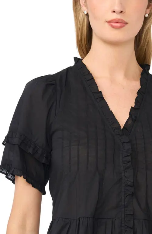 CECE DUPRAZ Pintuck Tiered Cotton Dress