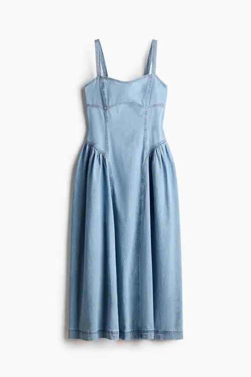 H&M Denim Sweetheart Neckline Dress