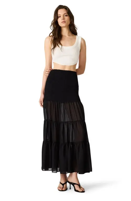 Steve Madden Lisabel Smocked Tiered Maxi Skirt