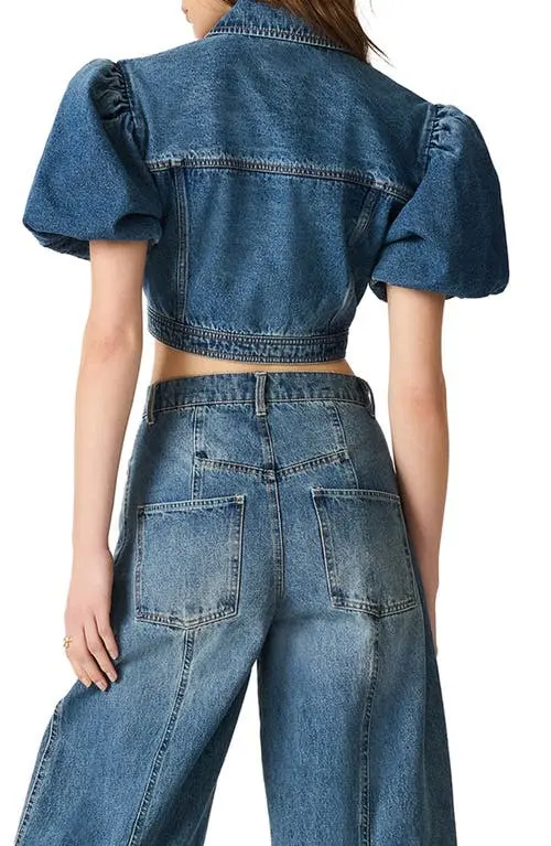 Steve Madden Marcy Cropped Puff Sleeve Jacket