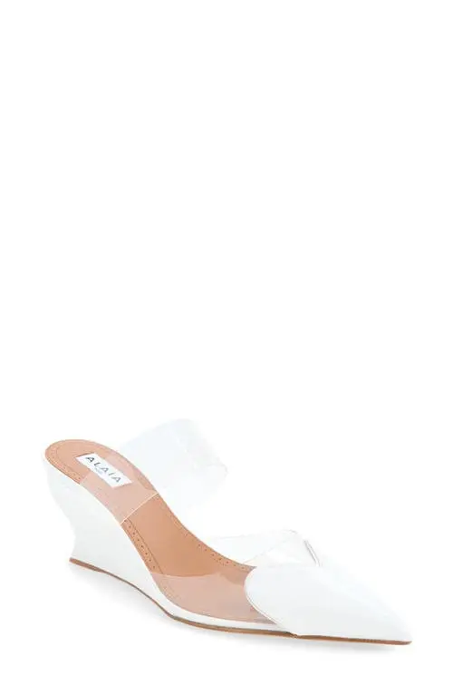 Alaïa Pointed Toe Wedge Mule - Blanc Optique