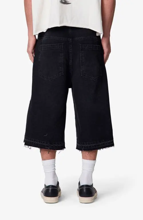 Mnml Ultra Baggy Offset Button Denim Shorts