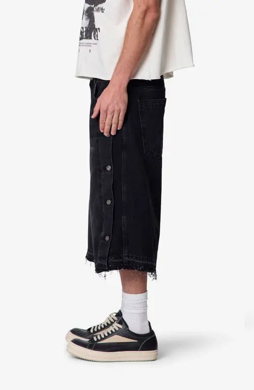 Mnml Ultra Baggy Offset Button Denim Shorts