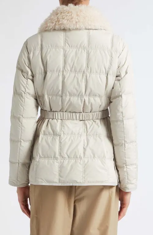Moncler Cygnes Quilted Down Jacket With Faux Fur Collar