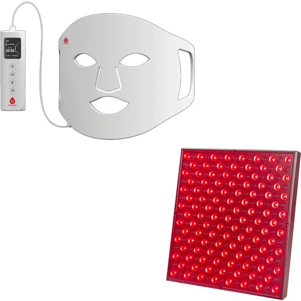 PURSONIC 2-in-1 Red Light Therapy System Facial Led Mask & Full-body Panel - White