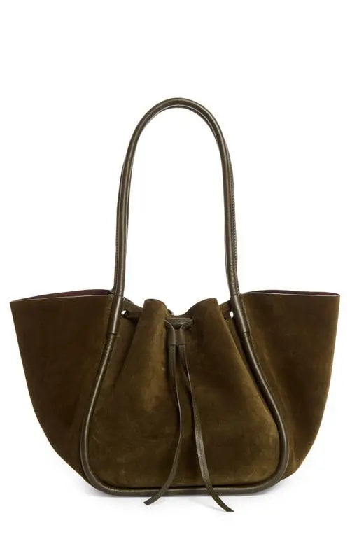 Proenza Schouler Large Ruched Suede Tote - Forest Green