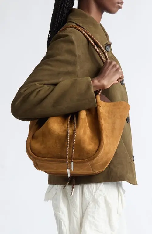 Proenza Schouler Large Ruched Suede Tote - Hazelnut