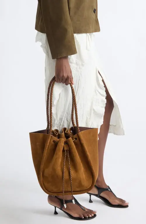 Proenza Schouler Large Ruched Suede Tote - Hazelnut