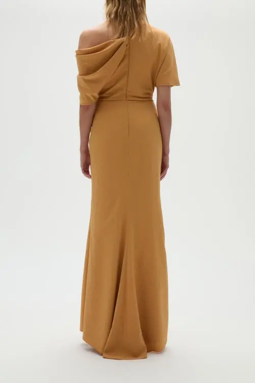 Amsale Pebble Crepe Slouch Dress - Apricot