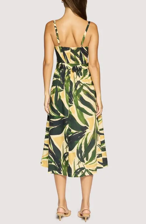 LOST + WANDER Palm Serenade Cotton Midi Dress